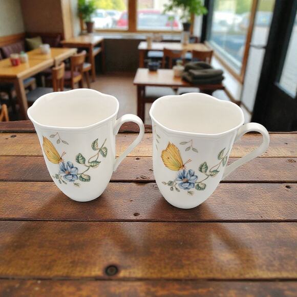 Lenox | Dining | Lenox Butterfly Meadow Dragonfly Mugs 425 Scalloped ...